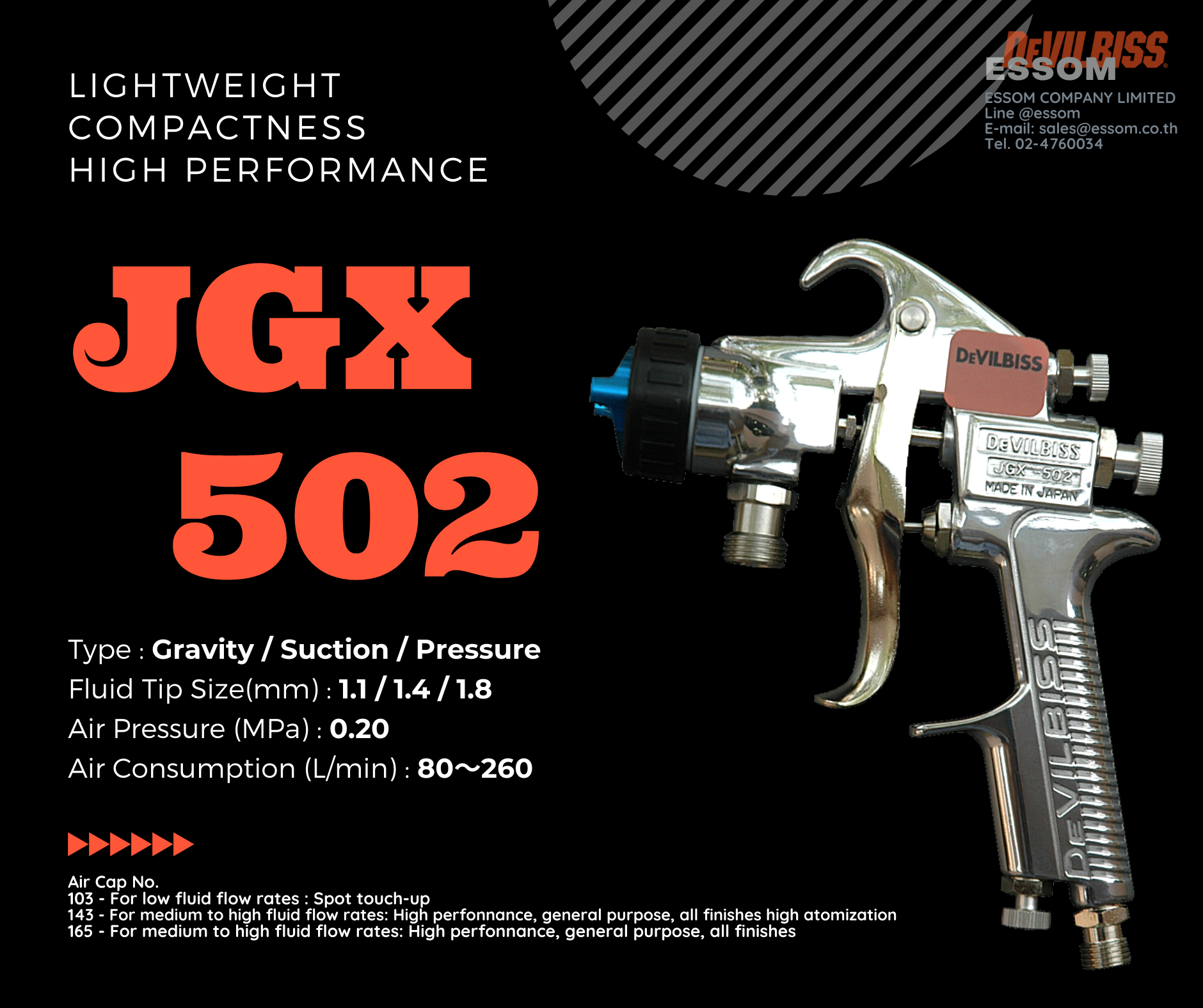 JGX-502 อีกรุ่นขายดีตลอดกาล » ESSOM ตัวแทนจำหน่าย ปืนพ่นสี กาพ่นสี
